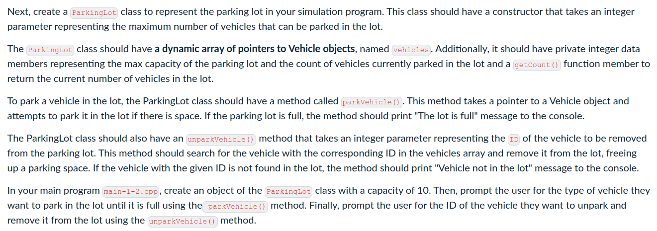 Solved C++ help pls. using codes for Vehicle.h, | Chegg.com