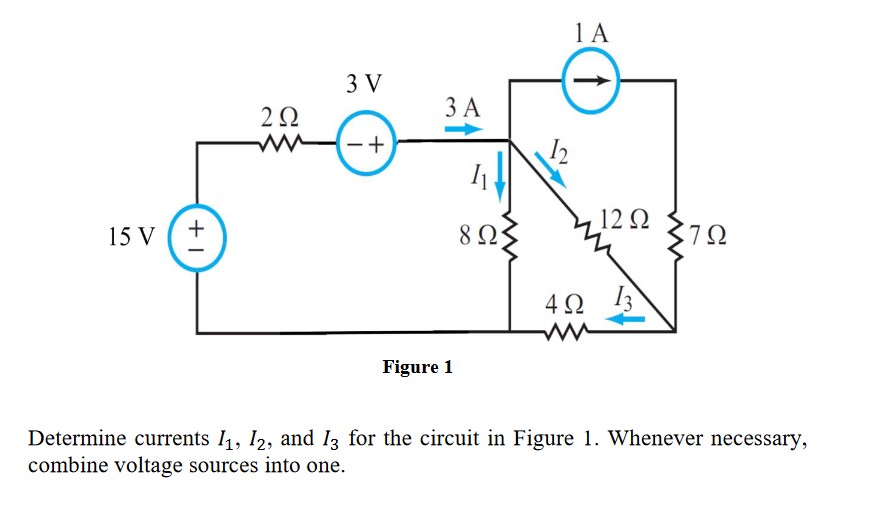 Solved Determine Currents I1 I2 And I3 For The Circuit In