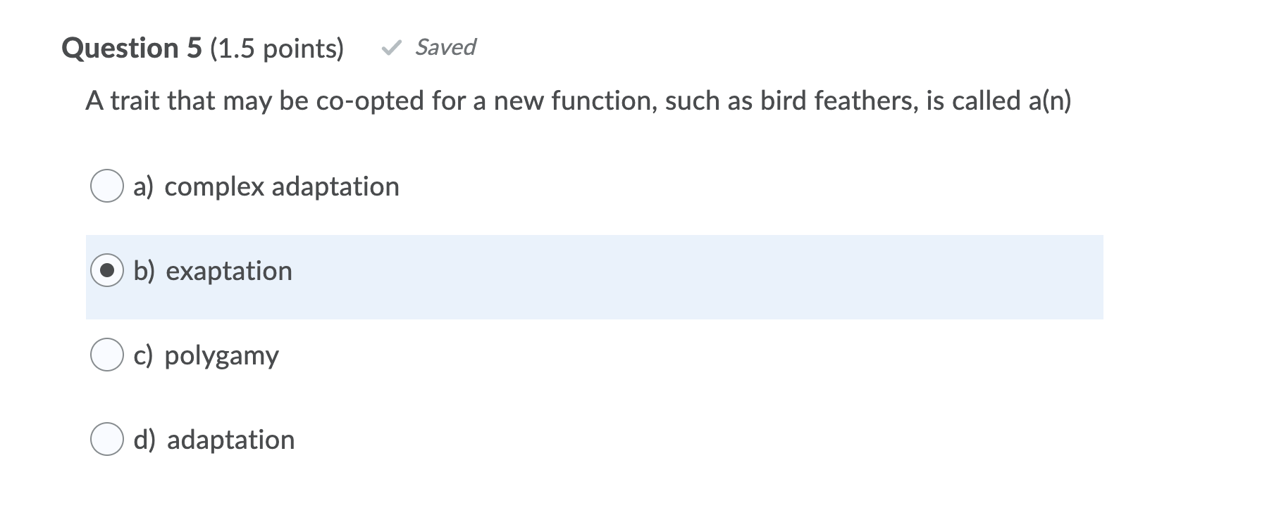 Solved Question 5 (1.5 points) Saved A trait that may be | Chegg.com