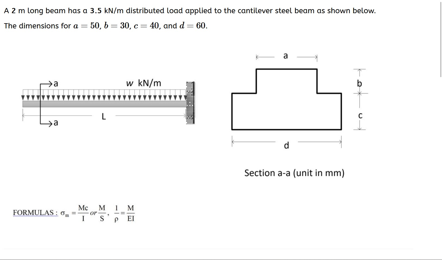 Solved A 2 m long beam has a 3.5kN/m distributed load | Chegg.com