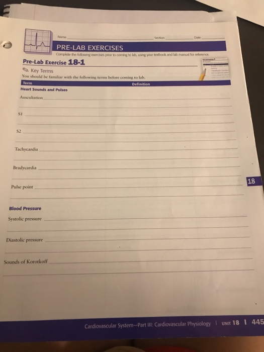 Solved PRE-LAB EXERCISES Complete the following exercises | Chegg.com