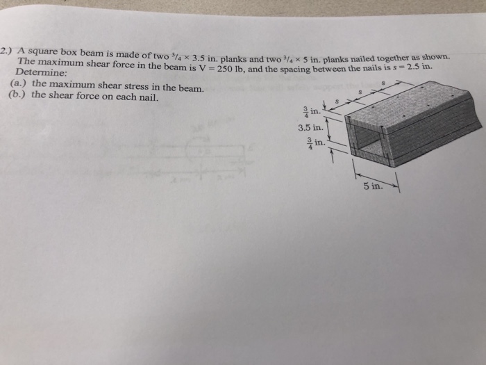 Solved 2.) A square box beam is made of two /a x 3.5 in. | Chegg.com