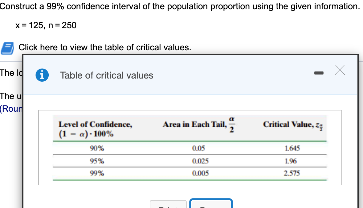 Solved Construct a 99% confidence interval of the population | Chegg.com