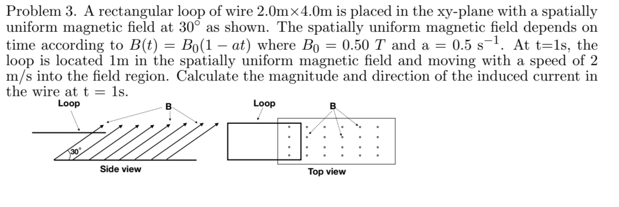a = = = Problem 3. A rectangular loop of wire 2.0m x | Chegg.com