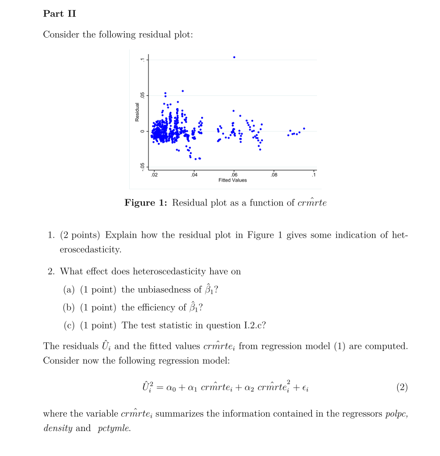 Solved Part II Consider the following residual plot: .02 04 | Chegg.com