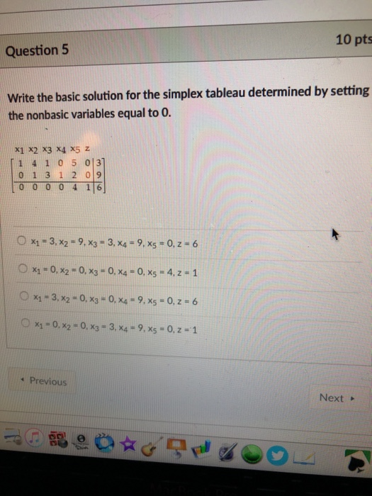 Solved 10 pts Question 5 Write the basic solution for the | Chegg.com
