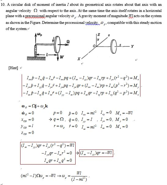 10. A circular disk of moment of inertia I about its | Chegg.com
