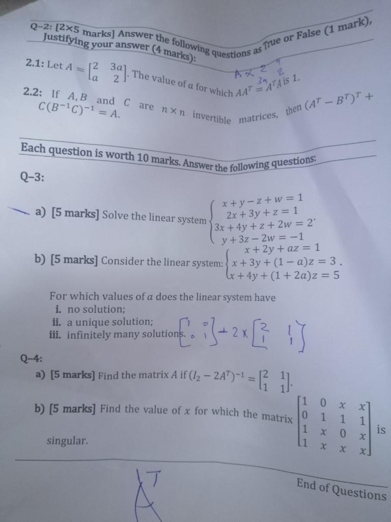 Solved Q-2: [ 2×5 marks] Answer the following questions as | Chegg.com