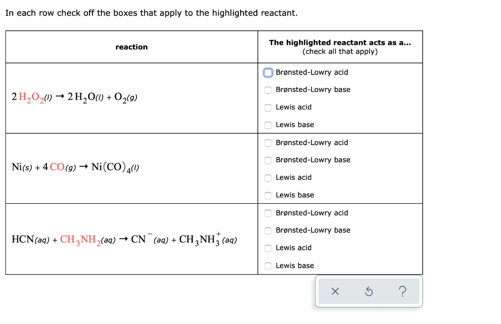 Solved In each row check off the boxes that apply to the | Chegg.com