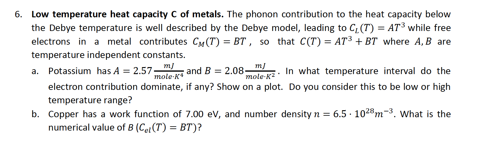 Solved Low temperature heat capacity C of ﻿metals. The | Chegg.com