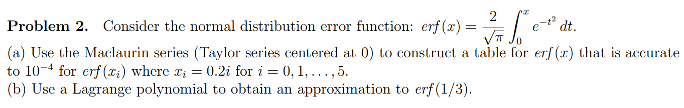 Solved Problem 2. Consider the normal distribution error | Chegg.com