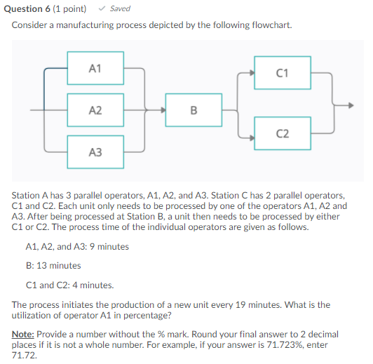 Solved Question 6 (1 point) Saved Consider a manufacturing | Chegg.com