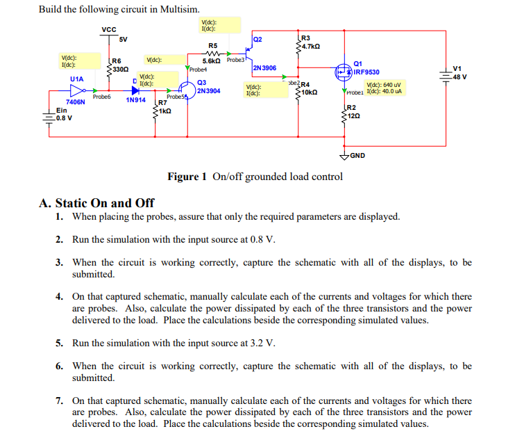 Build the following circuit in Multisim. V[dc): VCC | Chegg.com