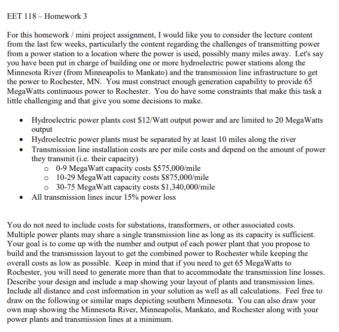 Solved MegaWatts continuous power to Rochester. You do have | Chegg.com