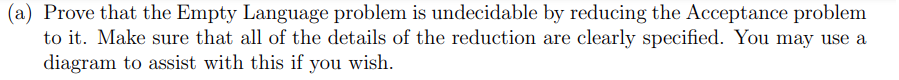 Solved (a) Prove that the Empty Language problem is | Chegg.com