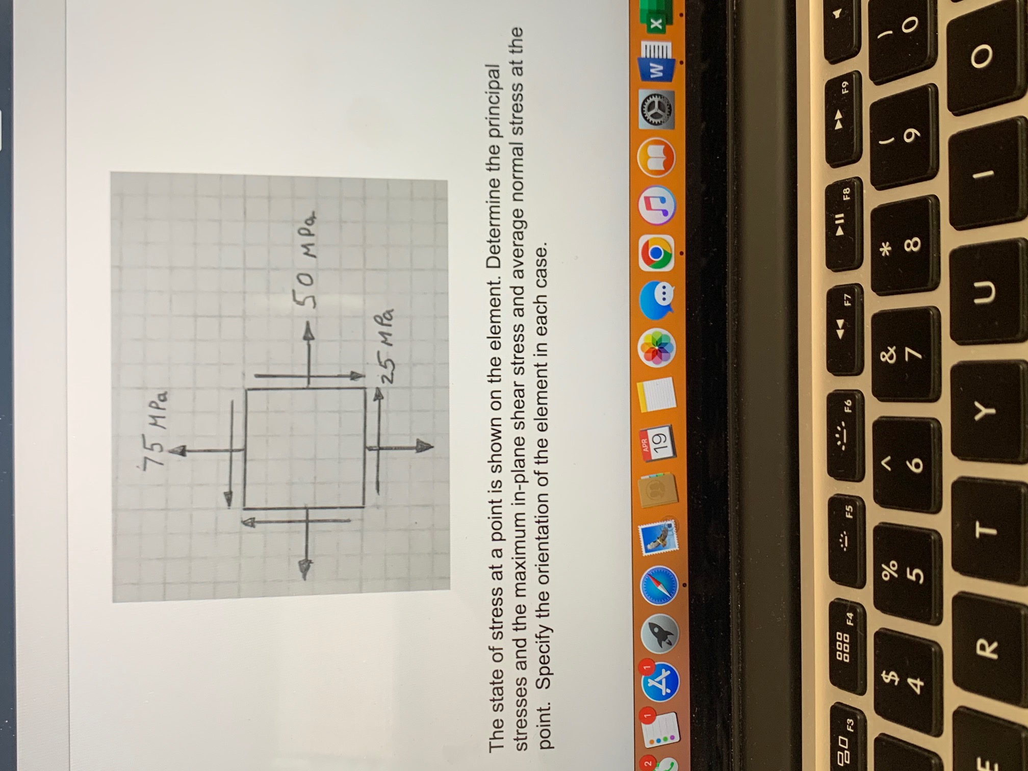 Solved 75 MPa +50 MPa 25 MPa The state of stress at a | Chegg.com
