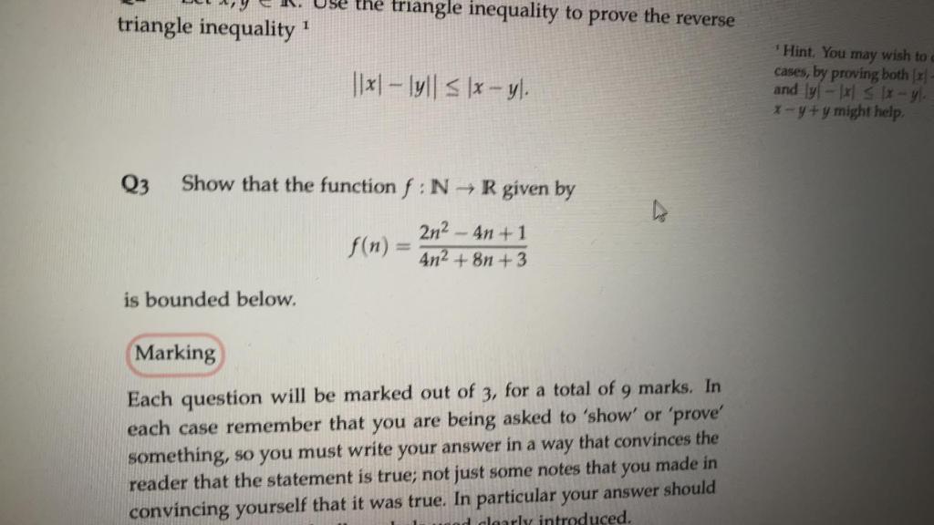 Solved the triangle inequality to prove the reverse triangle | Chegg.com