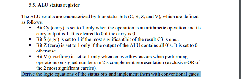 5.5. ALU status register The ALU results are | Chegg.com