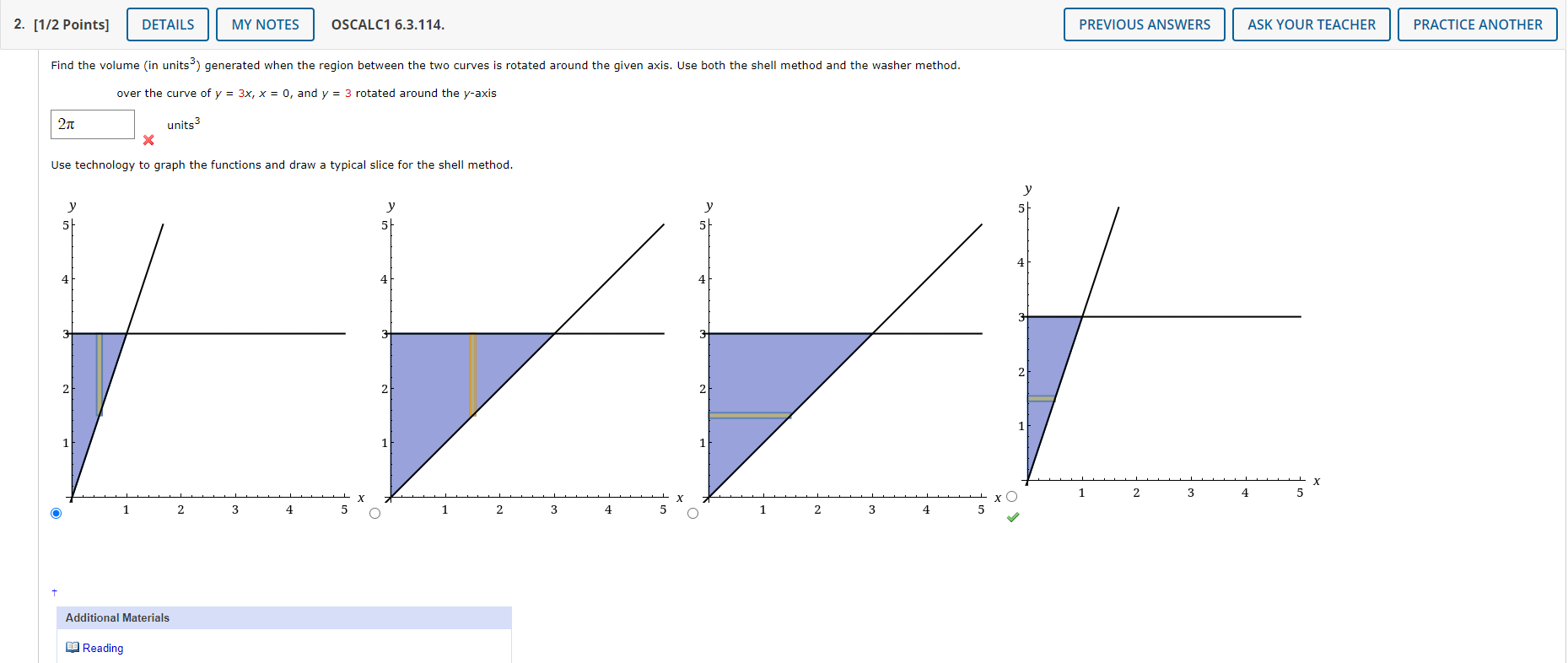 Solved Lets try this question again.Find the volume (in | Chegg.com