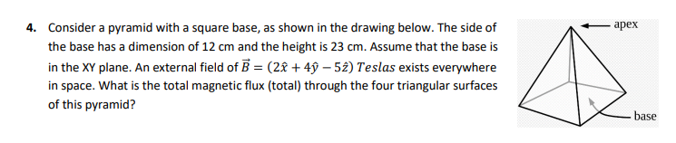 Solved apex 4. Consider a pyramid with a square base, as | Chegg.com