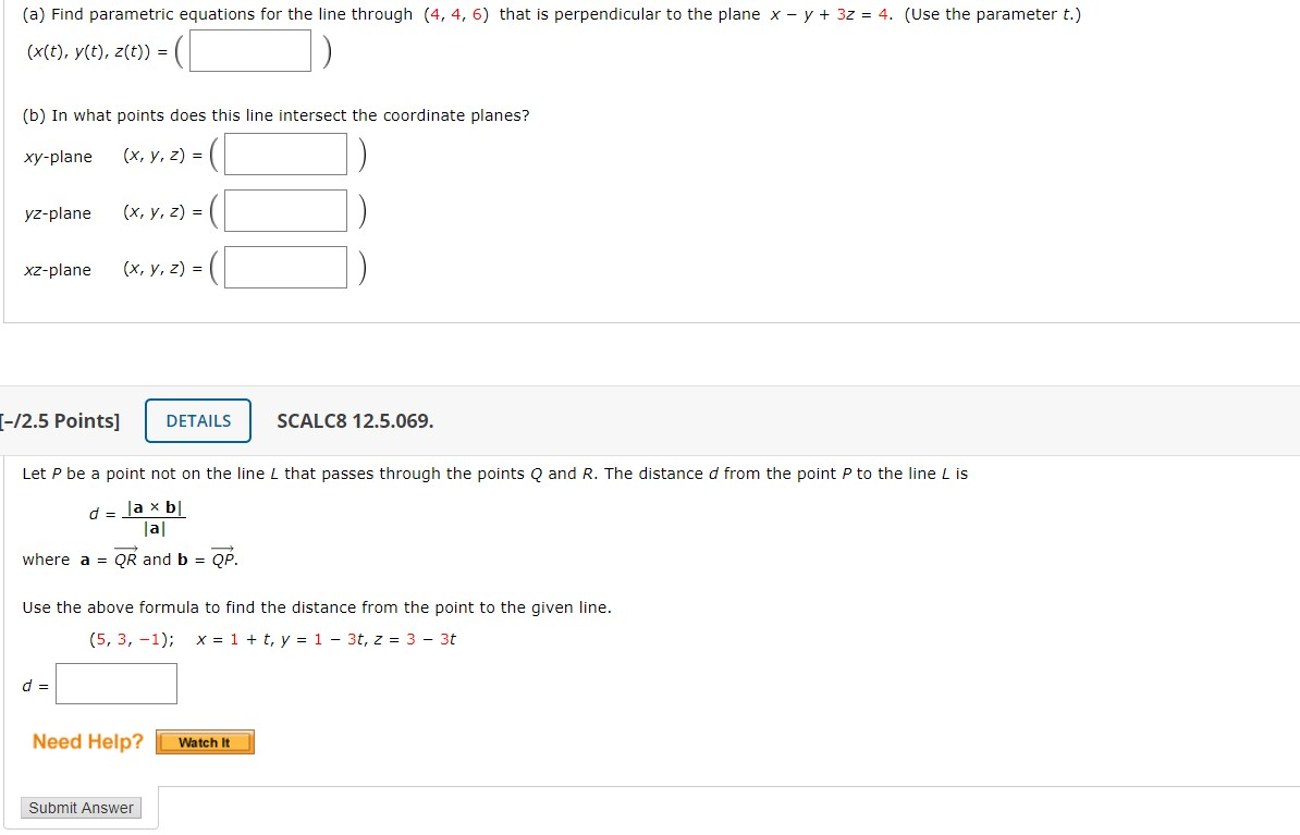 Solved (a) Find parametric equations for the line through | Chegg.com