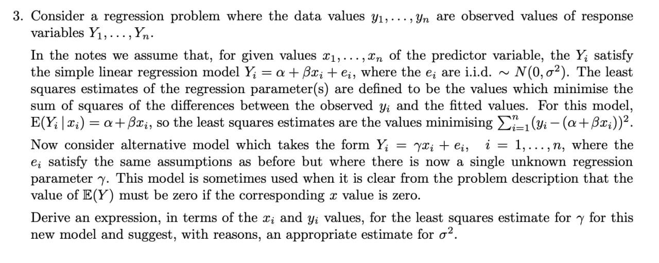 3. Consider a regression problem where the data | Chegg.com