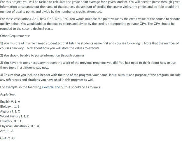 Solved For this project, you will be tasked to calculate the | Chegg.com
