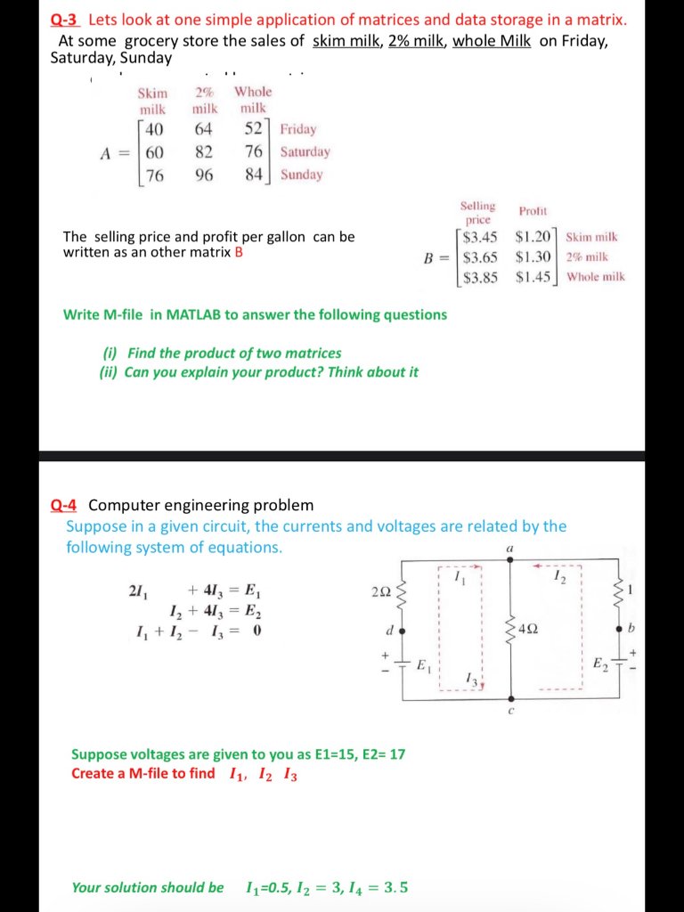 Solved Q-3 Lets look at one simple application of matrices | Chegg.com