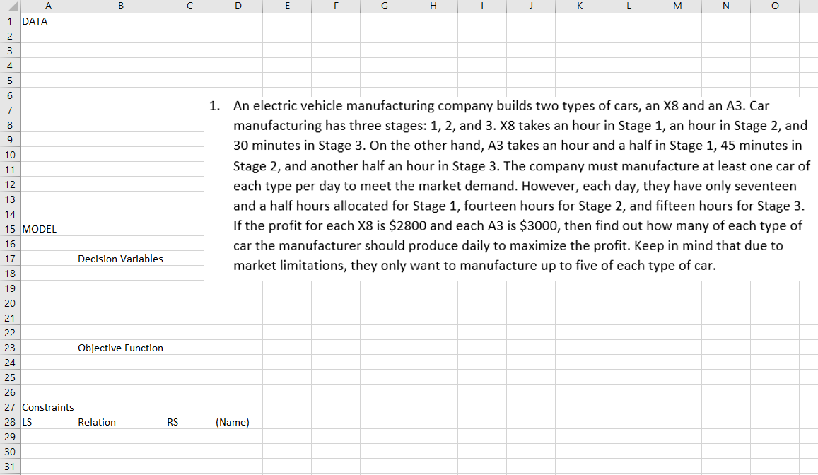 Solved Use below format on Excel and solver to solve | Chegg.com