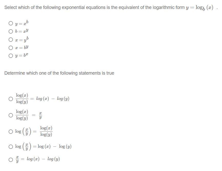 Solved Select which of the following exponential equations | Chegg.com