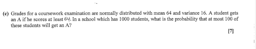 Solved (c) Grades for a coursework examination are normally | Chegg.com