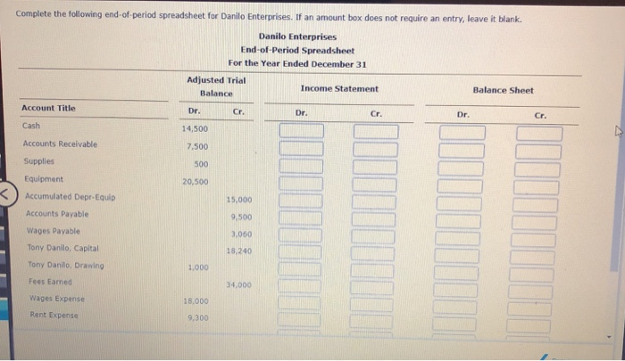Solved Complete the following end-of-period spreadsheet for | Chegg.com