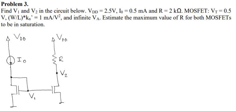 Solved Problem 3. Find V, and V2 in the circuit below. Vpp = | Chegg.com