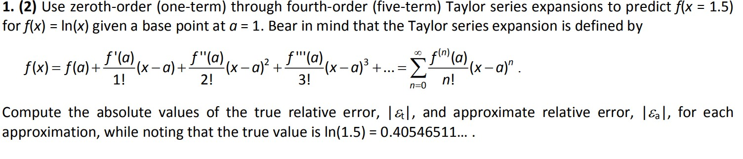 Solved 1. (2) Use zeroth-order (one-term) through | Chegg.com