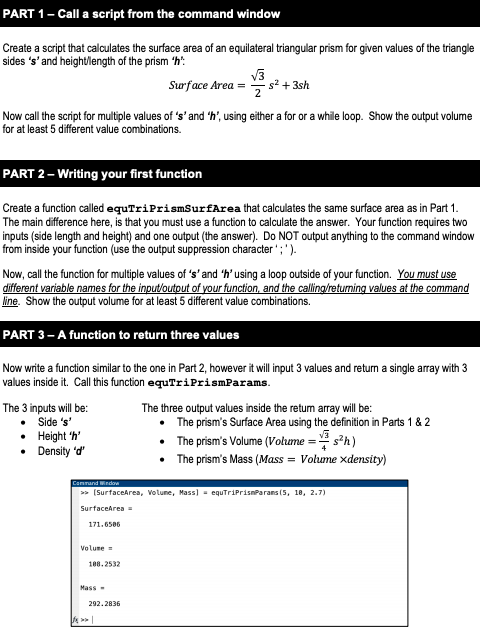 Solved PART 1 - Call a script from the command window Create | Chegg.com