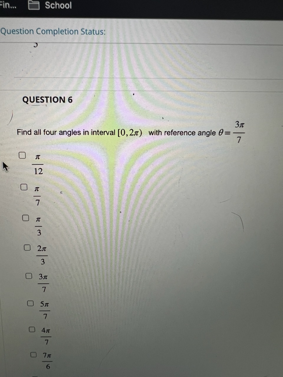 Solved Find all four angles in interval [0,2π) with | Chegg.com