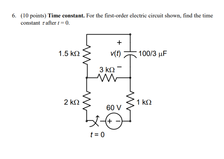 Solved 6. (10 points) Time constant. For the first-order | Chegg.com