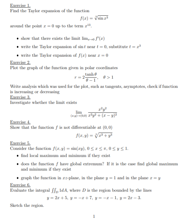 Solved Exercise 1. Find the Taylor expansion of the function | Chegg.com