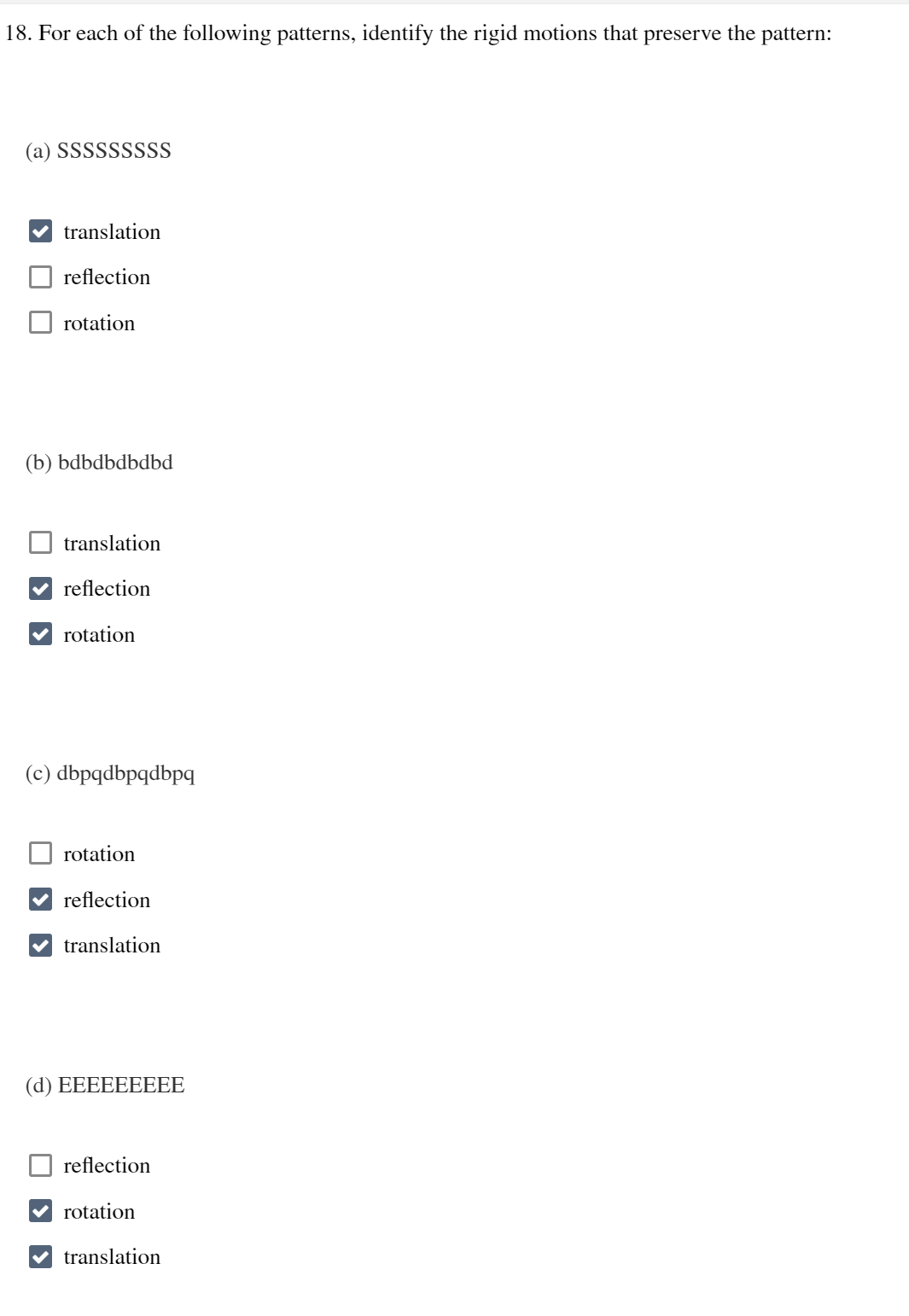 18. For each of the following patterns, identify the | Chegg.com