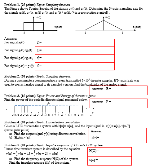 Solved Problem 1. (25 points) Topic: Sampling theorem The | Chegg.com