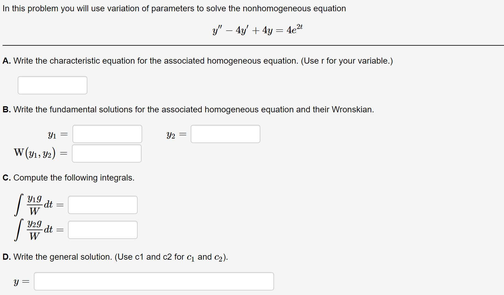 Solved In this problem you will use variation of parameters | Chegg.com