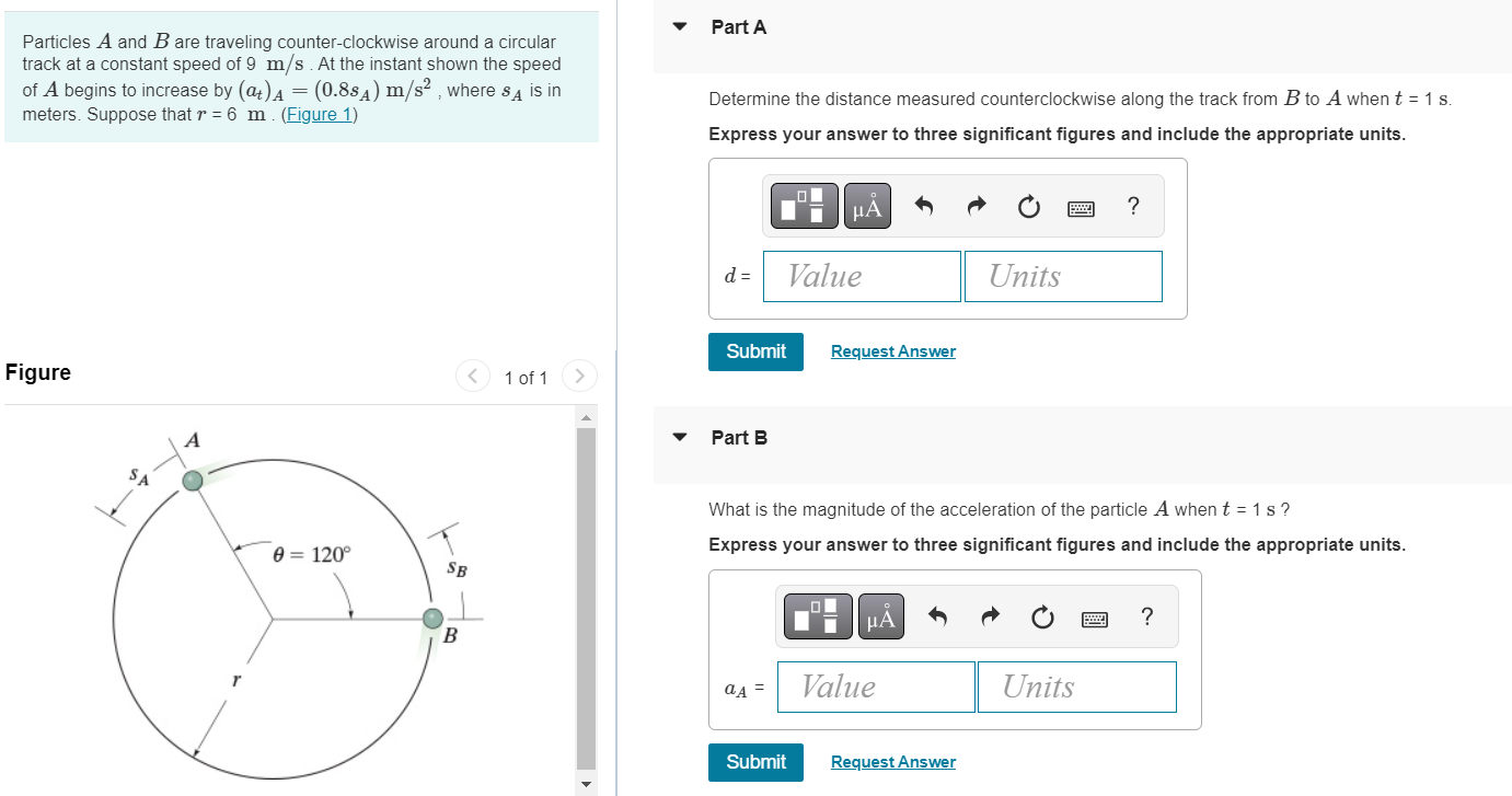 Solved Particles A and B are traveling counter-clockwise | Chegg.com