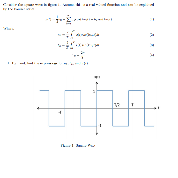 Solved Consider the square wave in figure 1. Assume this is | Chegg.com