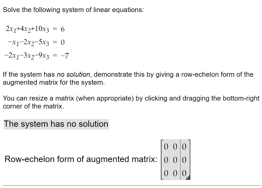Solved Solve the following system of linear equations: | Chegg.com