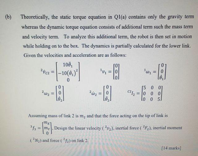 (6) Theoretically, the static torque equation in | Chegg.com
