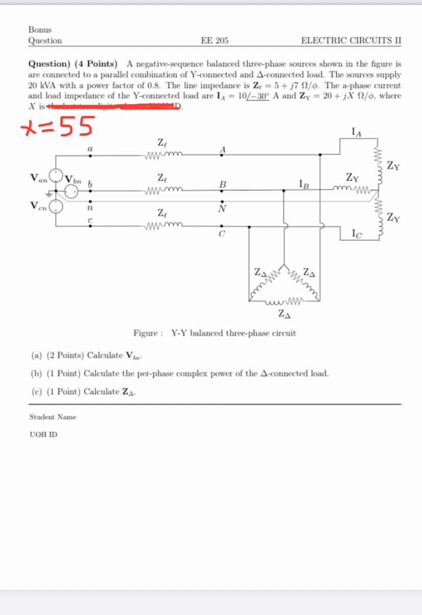 Solved Bonus Question EE 205 ELECTRIC CIRCUITS II Question) | Chegg.com