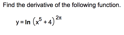 Solved Find the derivative of the following function. | Chegg.com
