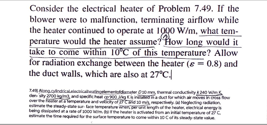 Solved Consider the electrical heater of Problem 7.49. If | Chegg.com