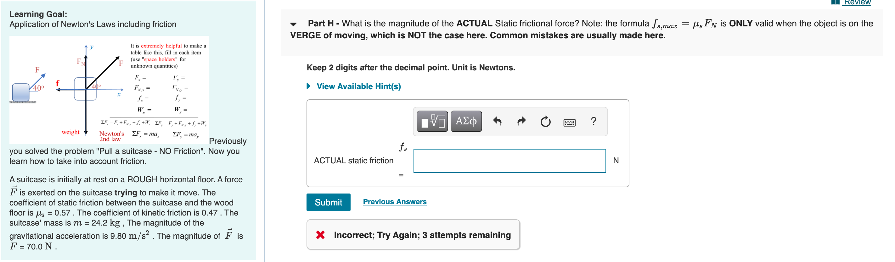 Solved Review Learning Goal: Application of Newton's Laws | Chegg.com
