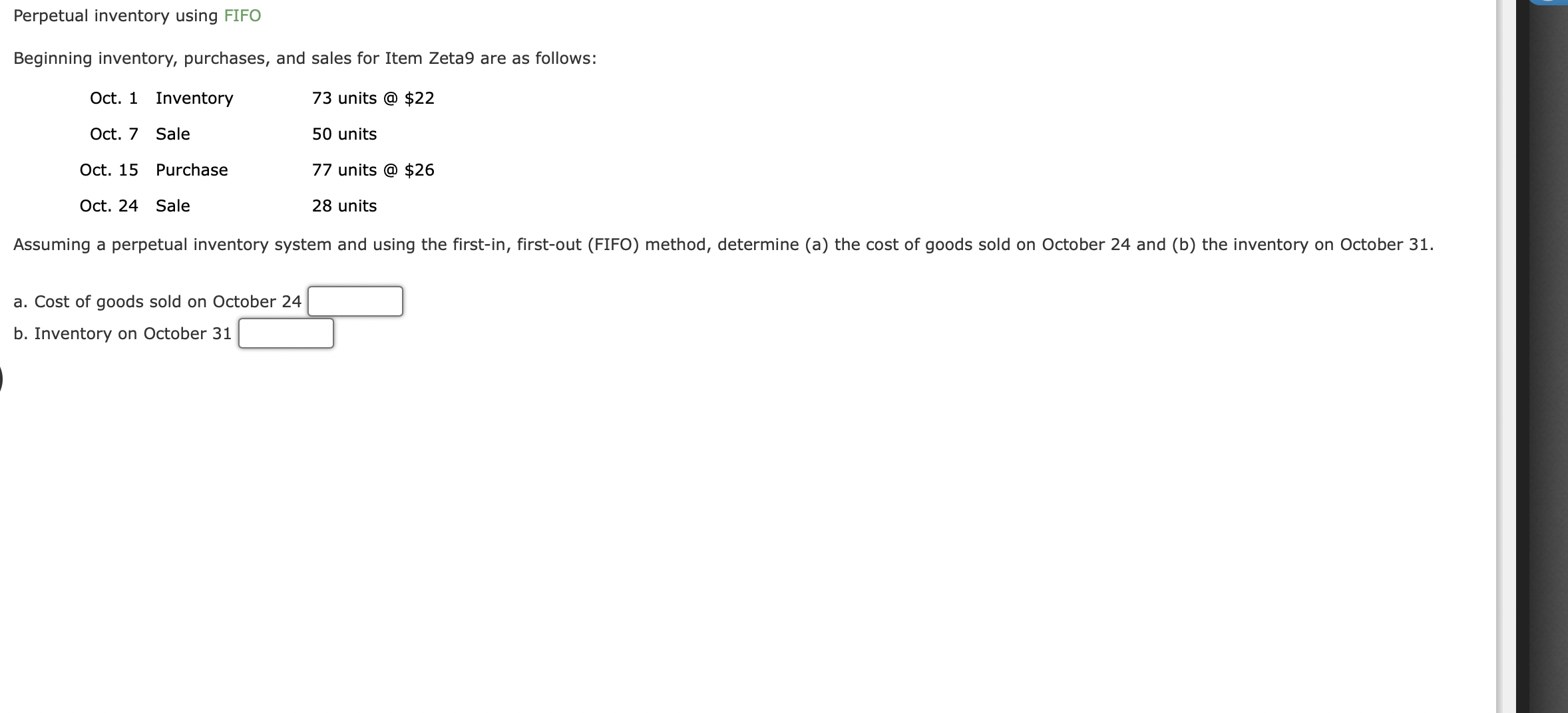 Solved Beginning inventory, purchases, and sales for Item | Chegg.com